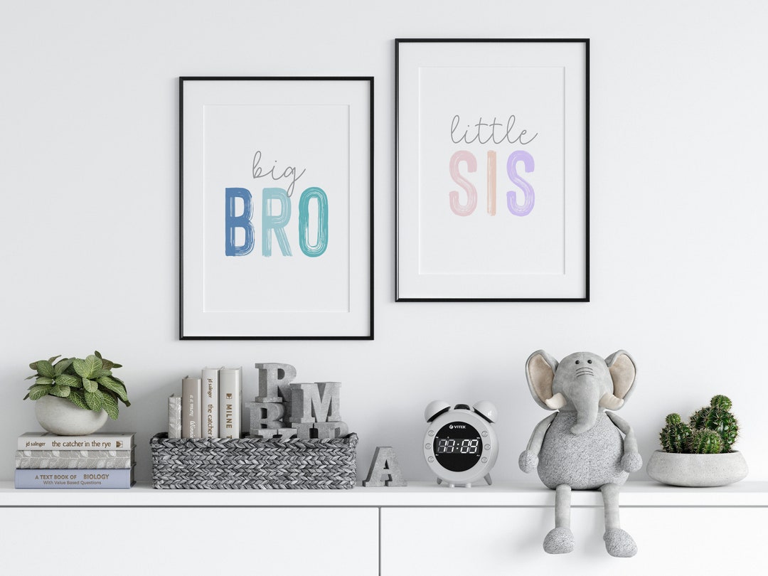 Sibling Wall Art, Big Bro, Lil Sis, Sibling Wall Decor, Brother and ...