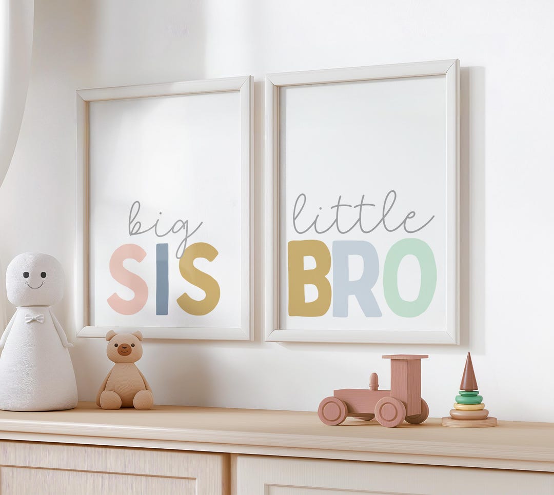 Sibling Art Prints, Little Brother Big Sister Set of Two Prints ...