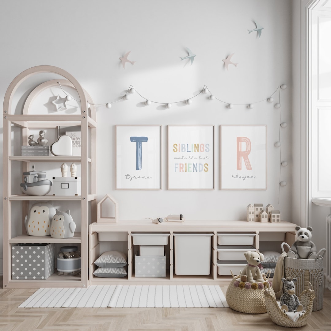 Personalized Sibling Wall Art, Brother and Sister, Rainbow Art, Custom ...