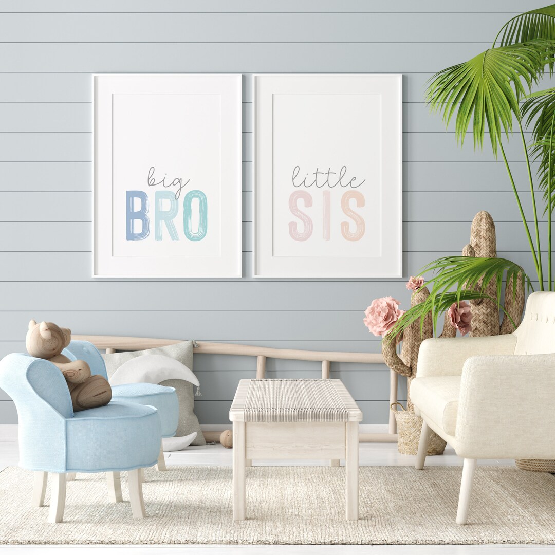 Sibling Wall Art, Big Bro, Lil Sis, Sibling Wall Decor, Brother and ...