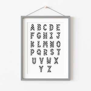 Checkered Alphabet Poster, ABC Poster, Alphabet Chart, Racing Theme ...