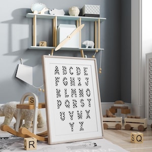 Checkered Alphabet Poster, ABC Poster, Alphabet Chart, Racing Theme ...