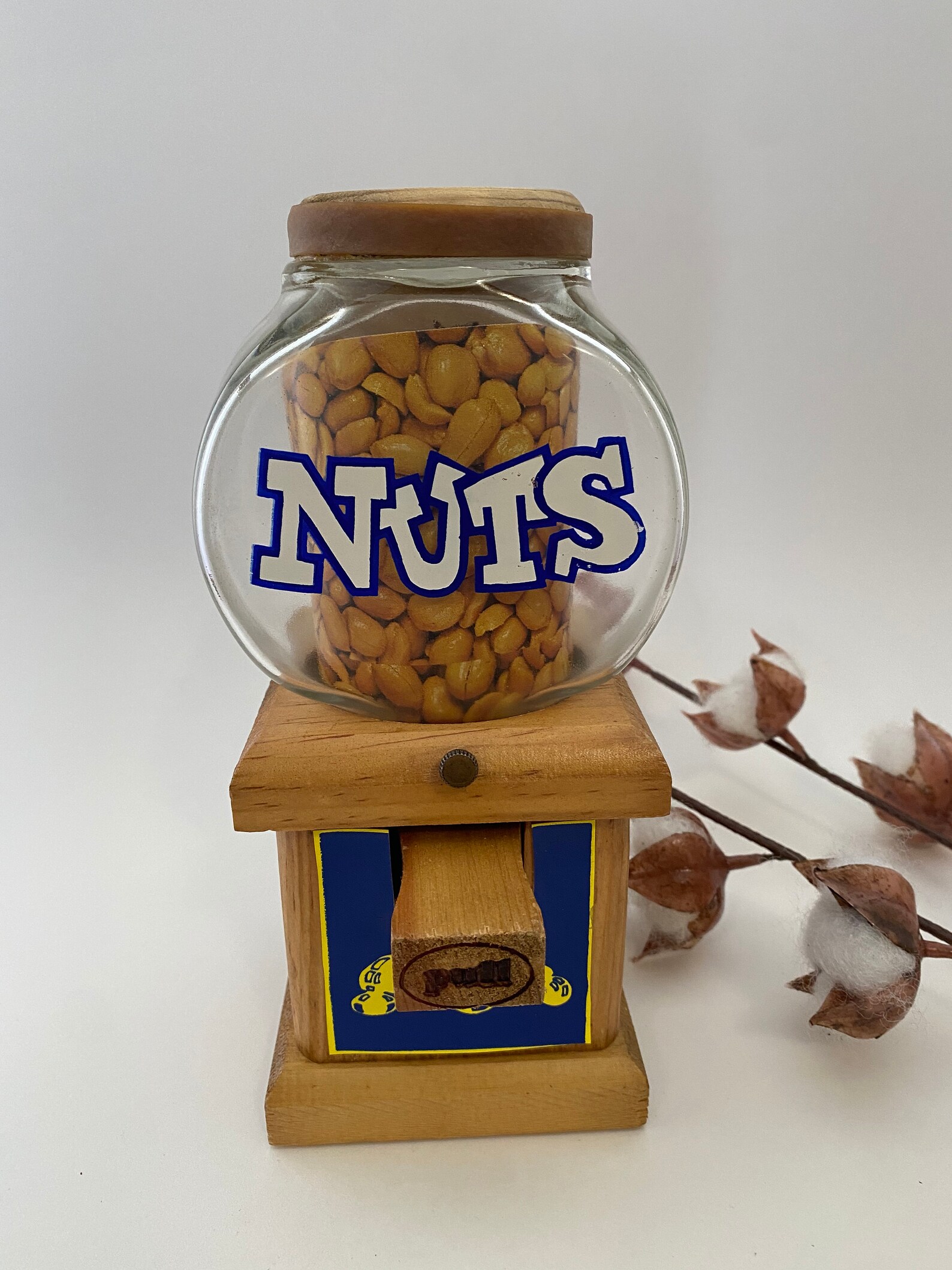 Vintage Nuts Dispenser Glass Globe Wooden Machine Knock on Wood Corp ...