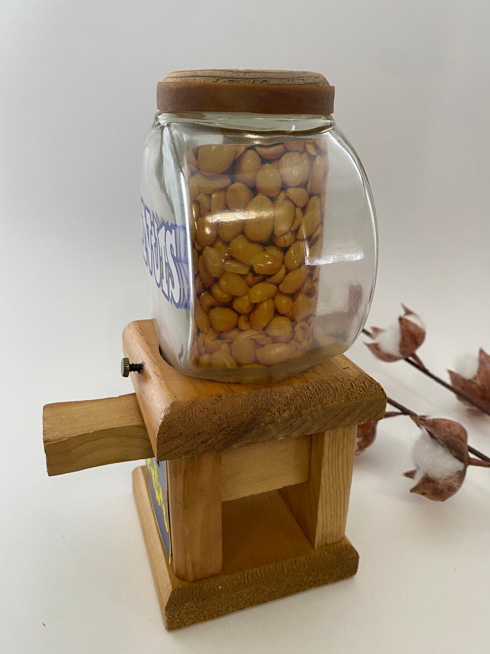 Vintage Nuts Dispenser Glass Globe Wooden Machine Knock on Wood Corp ...