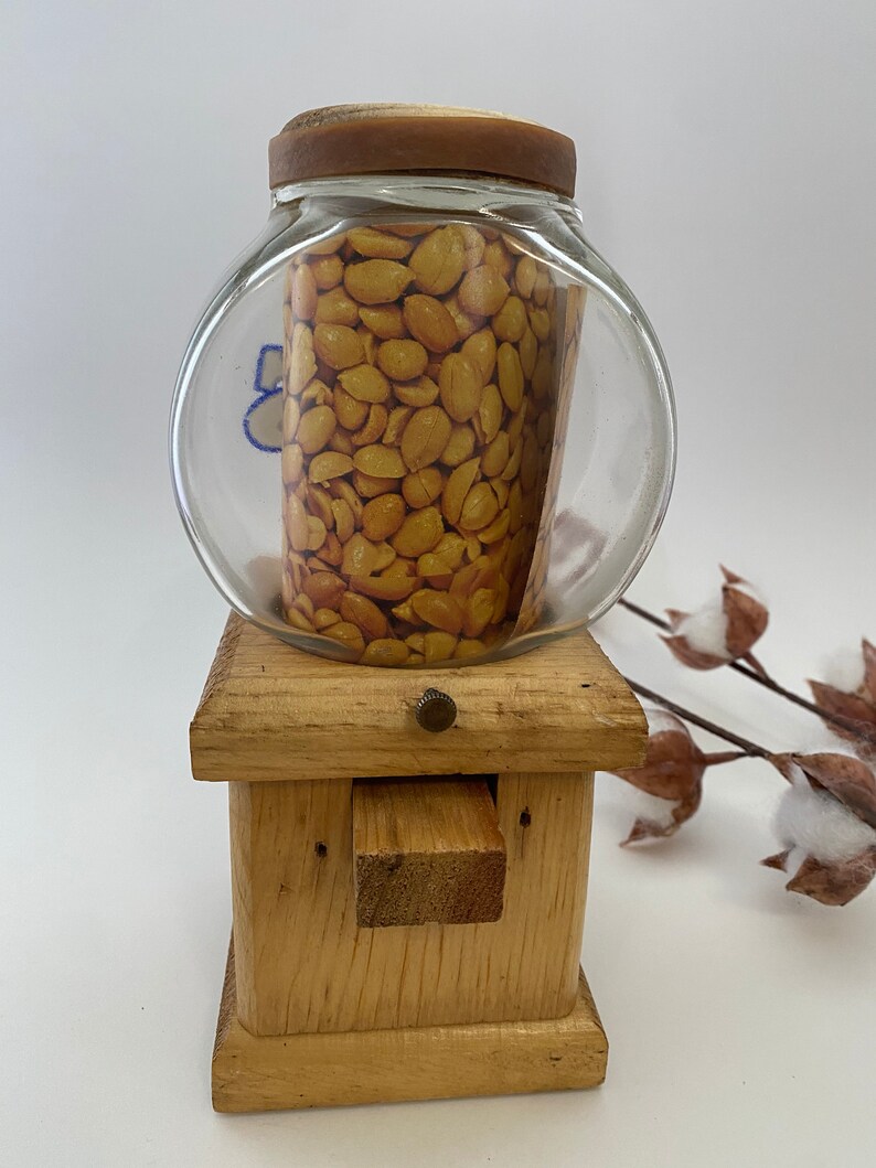 Vintage Nuts Dispenser Glass Globe Wooden Machine Knock on Wood Corp ...