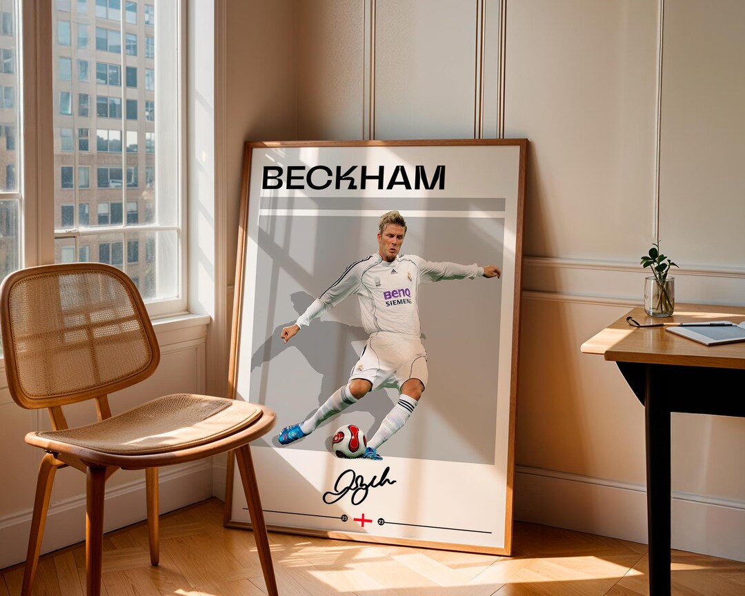 David Beckham Poster Wall Art Print, Retro Football Soccer Decor ...