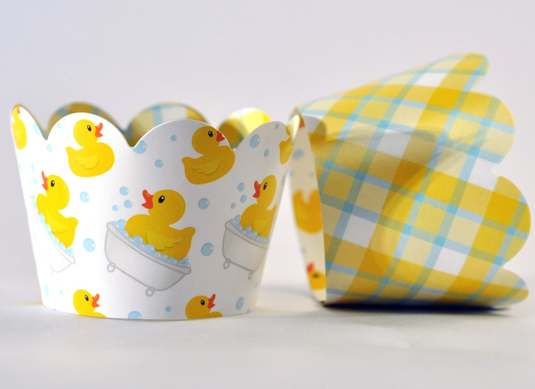 Rubber Duck Cupcake Wrappers for Gender Reveals, Baby Showers Party ...