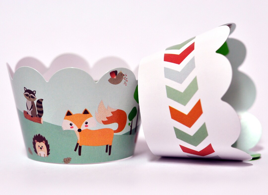 Woodland Animals Cupcake Wrappers for Kids Birthday Parties, Baby ...
