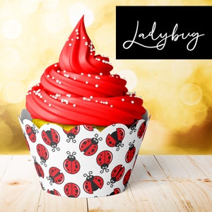 Ladybug Cupcake Wrappers for Kids Birthday Parties, Baby Showers, and ...