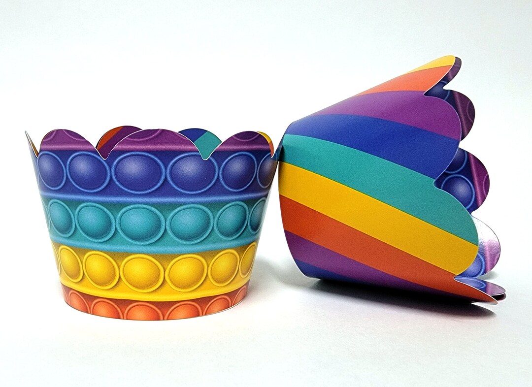 Fidget Popper Cupcake Wrappers for Let's Get Popping Party Supplies ...