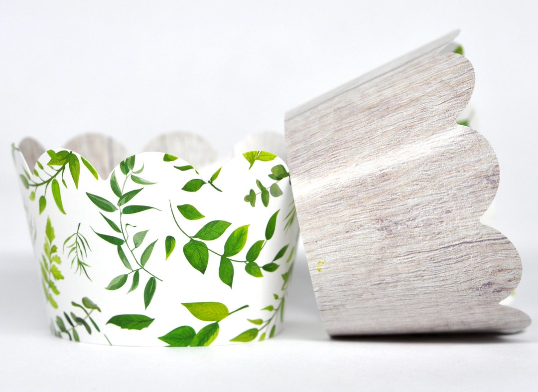 Greenery Cupcake Wrappers for Botanical Party Supplies, Birthday ...