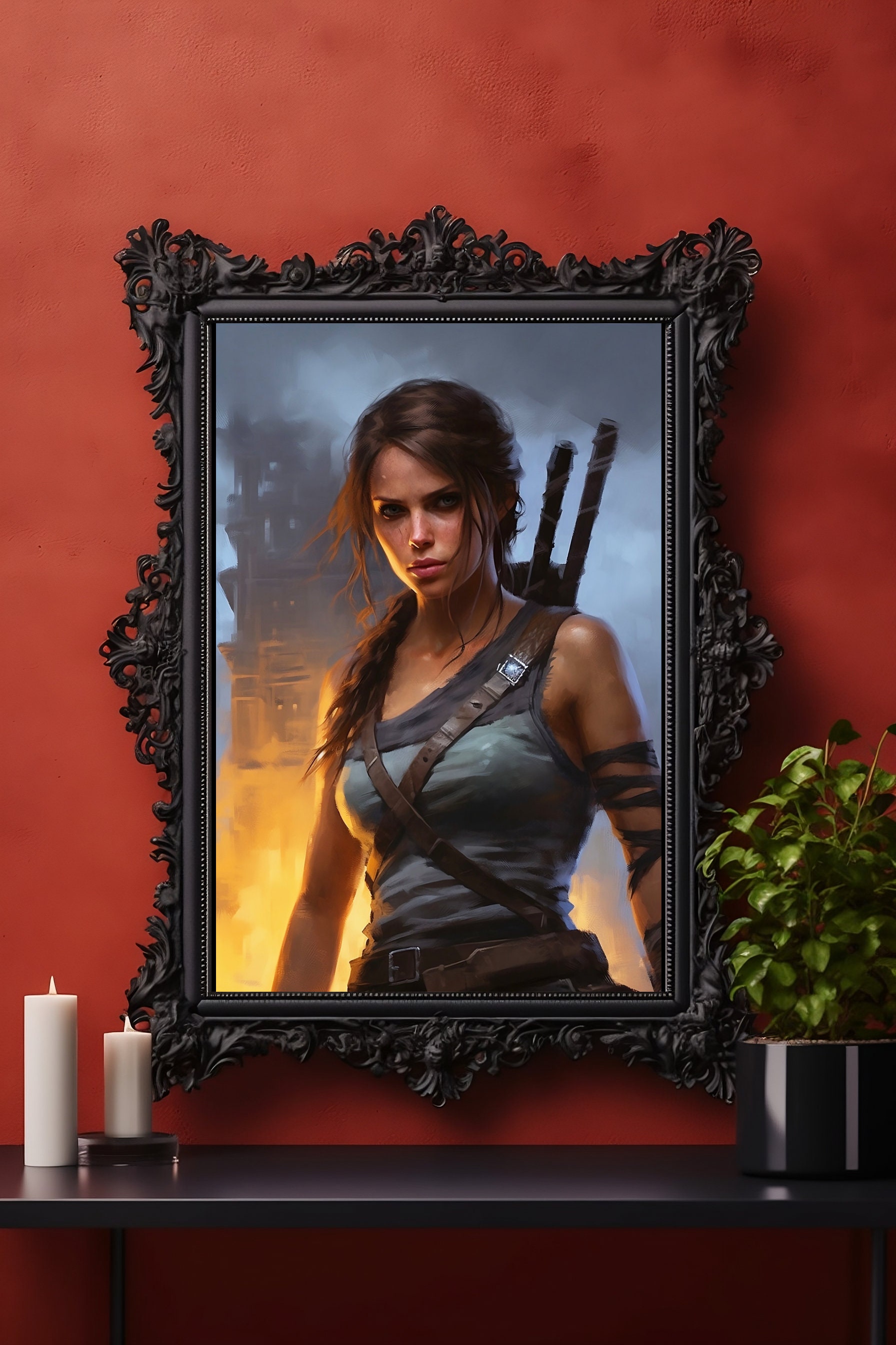 Lara Croft Painting Art Print Digital Print Instant Download High ...