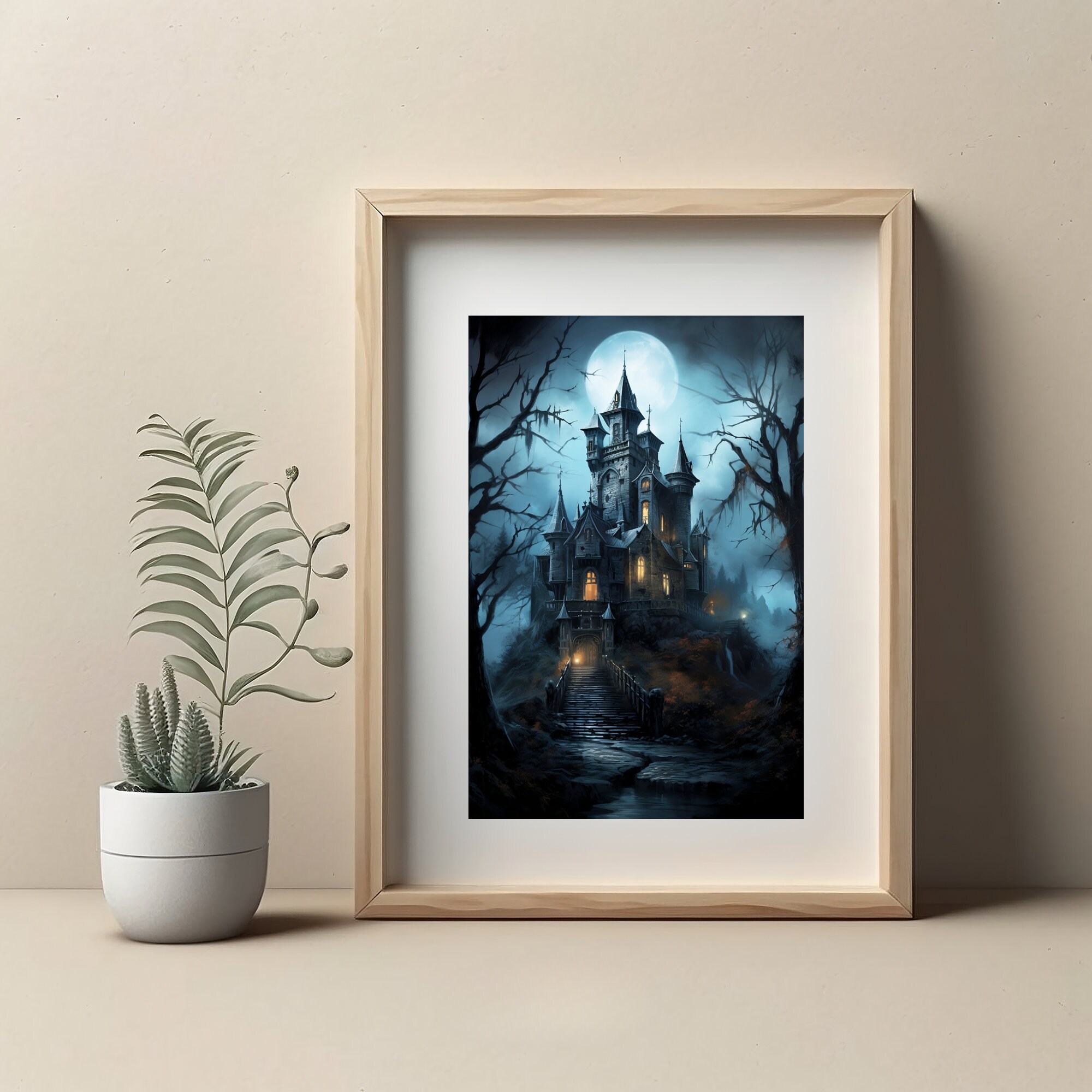 Haunted Castle Art Print Haunted Mansion Halloween Decor Haunted House ...