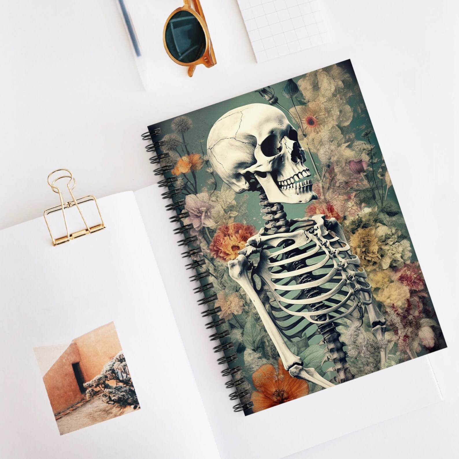 Spiral Notebook Skeleton Bloom Art Print Journal Artwork Cover - Etsy