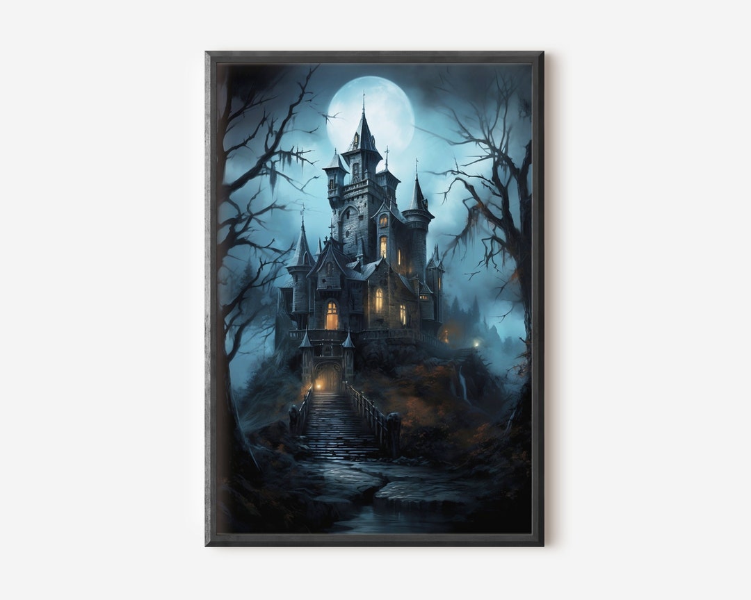 Haunted Castle Art Print Haunted Mansion Halloween Decor Haunted House ...