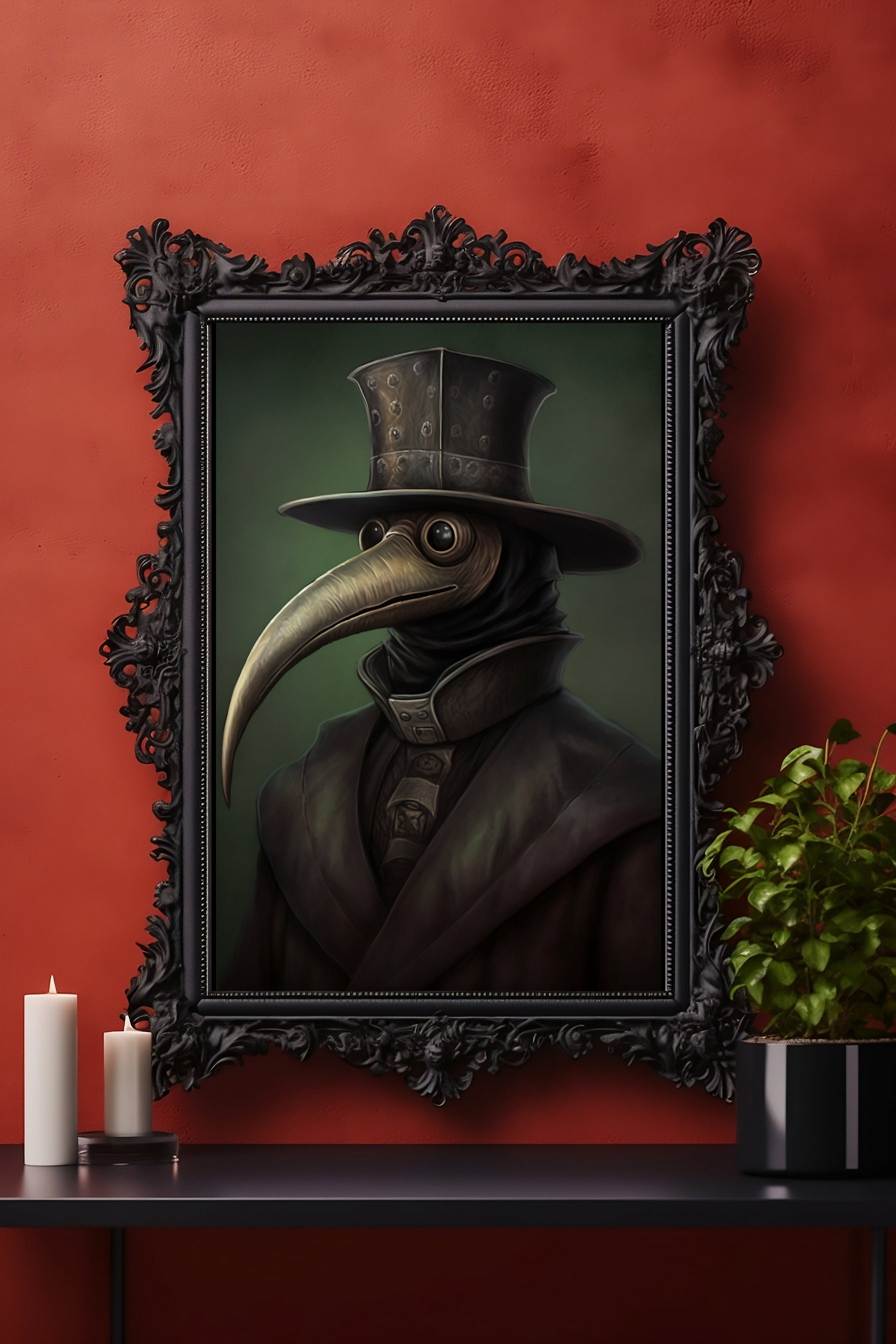 Plague Doctor Oil Painting Art Print Halloween Steampunk Goth Art ...