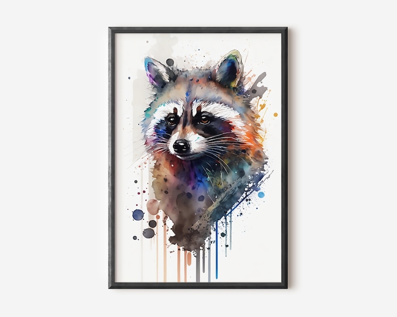 Watercolor Raccoon Painting Art Print Woodland Animals Wall Art Nursery ...