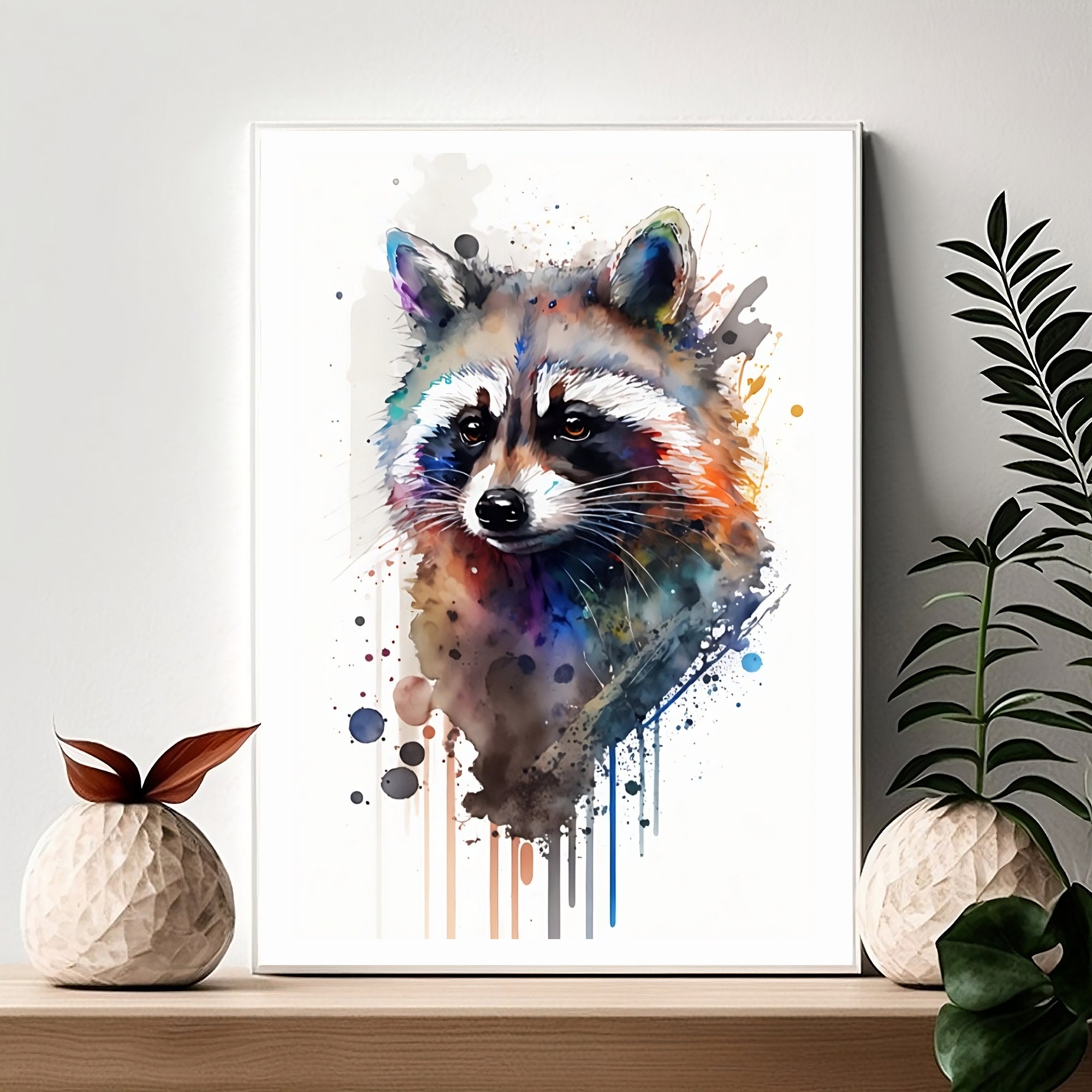 Watercolor Raccoon Painting Art Print Woodland Animals Wall Art Nursery ...