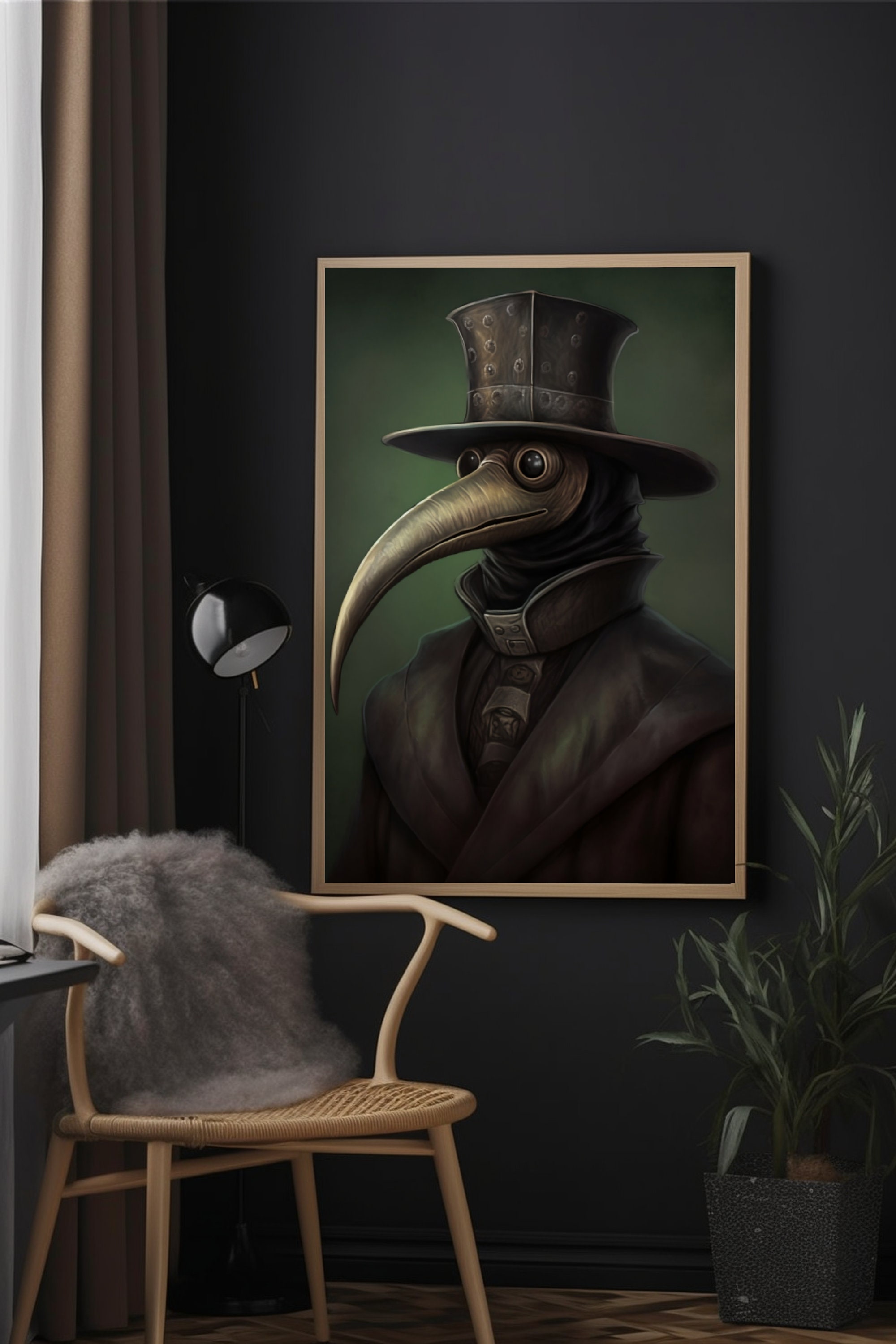 Plague Doctor Oil Painting Art Print Halloween Steampunk Goth Art ...
