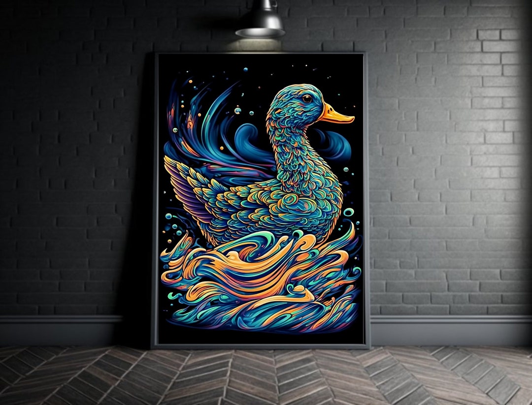 Psychedelic Duck Art Print Trippy Wall Art Psychedelic Art - Etsy