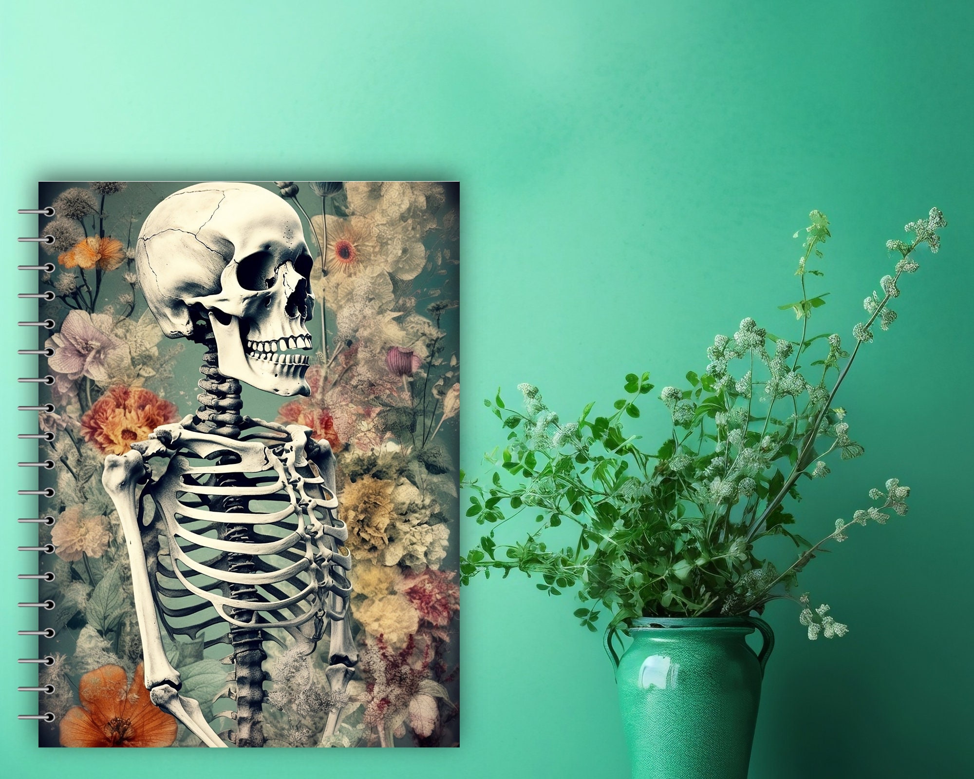 Spiral Notebook Skeleton Bloom Art Print Journal Artwork Cover - Etsy