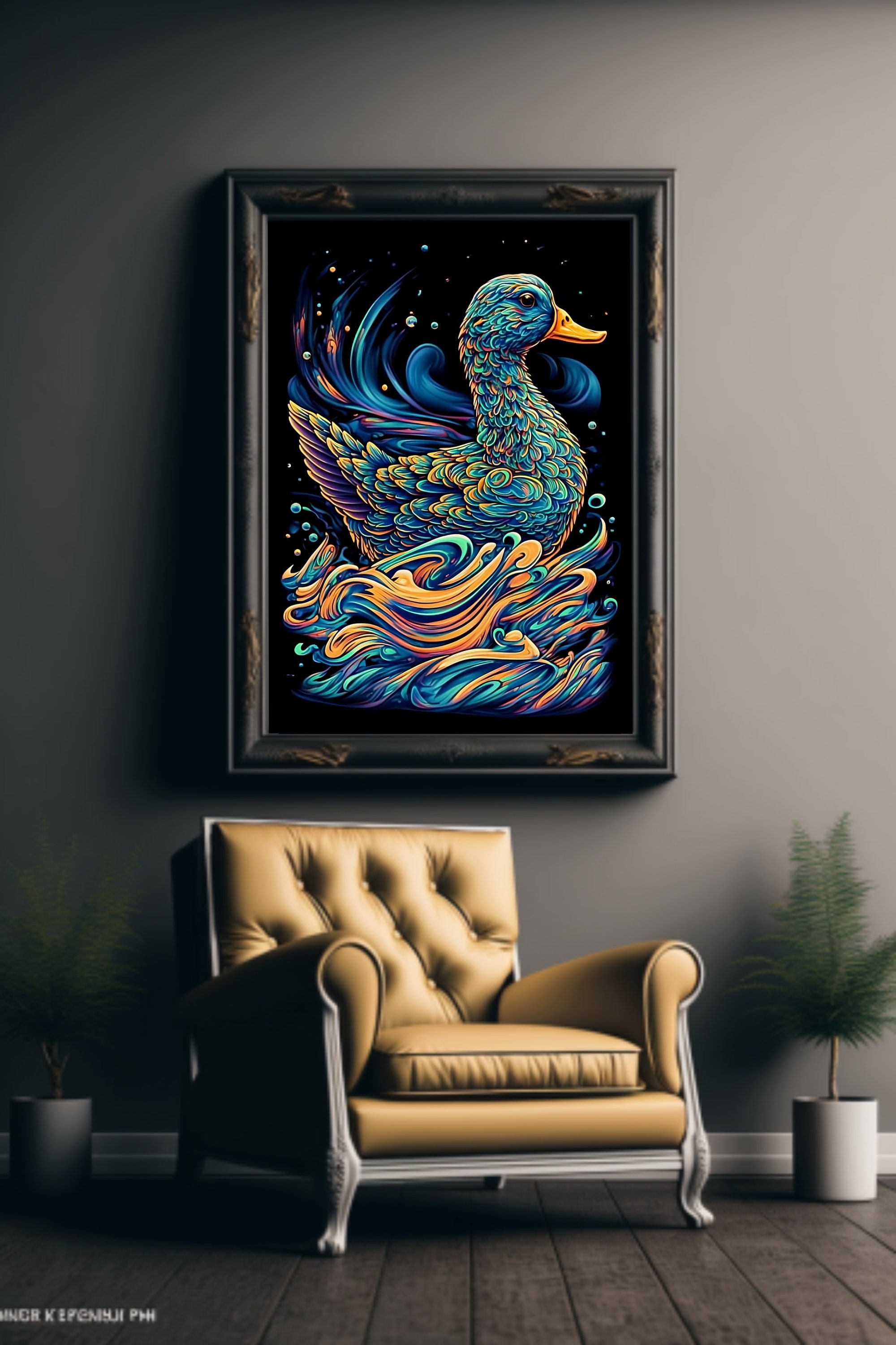 Psychedelic Duck Art Print Trippy Wall Art Psychedelic Art Home Decor ...