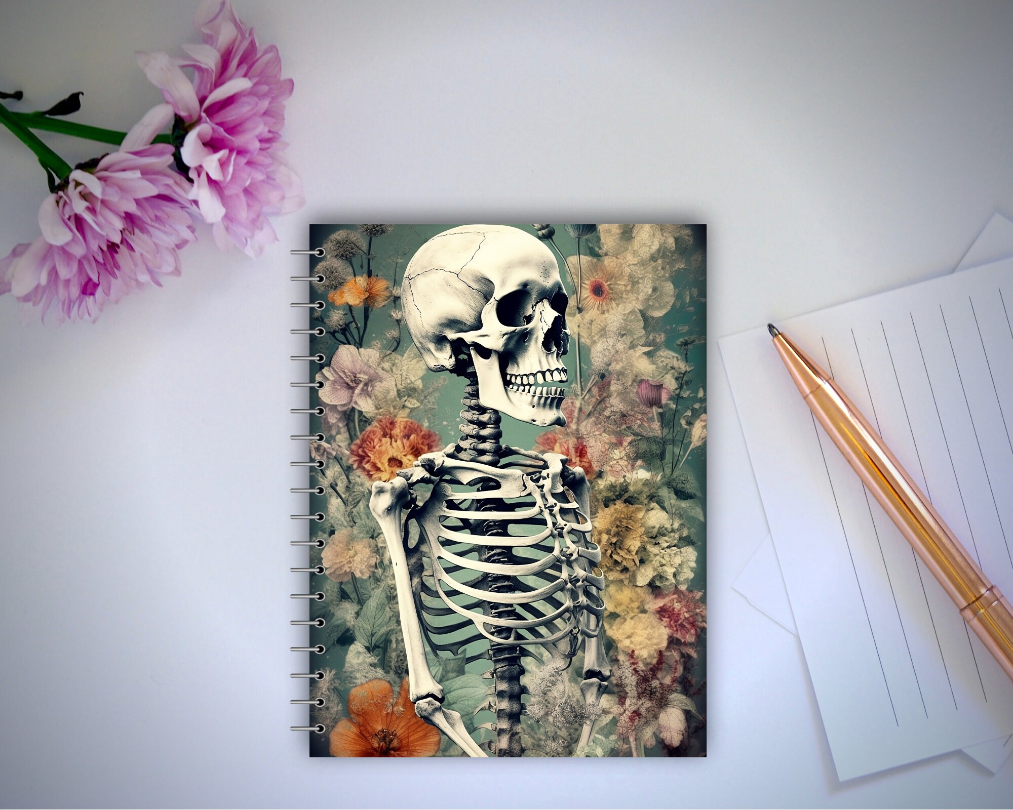 Spiral Notebook Skeleton Bloom Art Print Journal Artwork Cover - Etsy