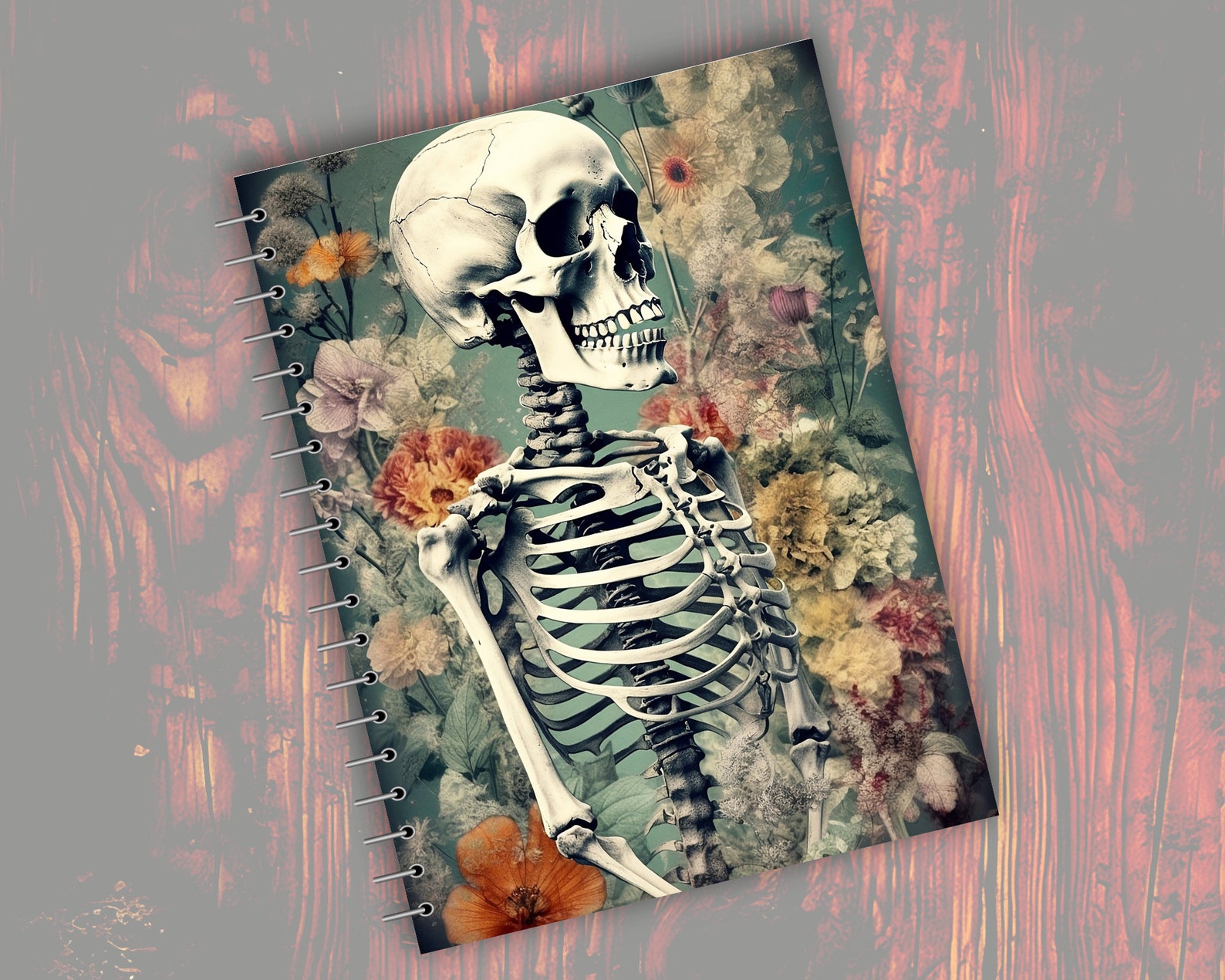 Spiral Notebook Skeleton Bloom Art Print Journal Artwork Cover - Etsy