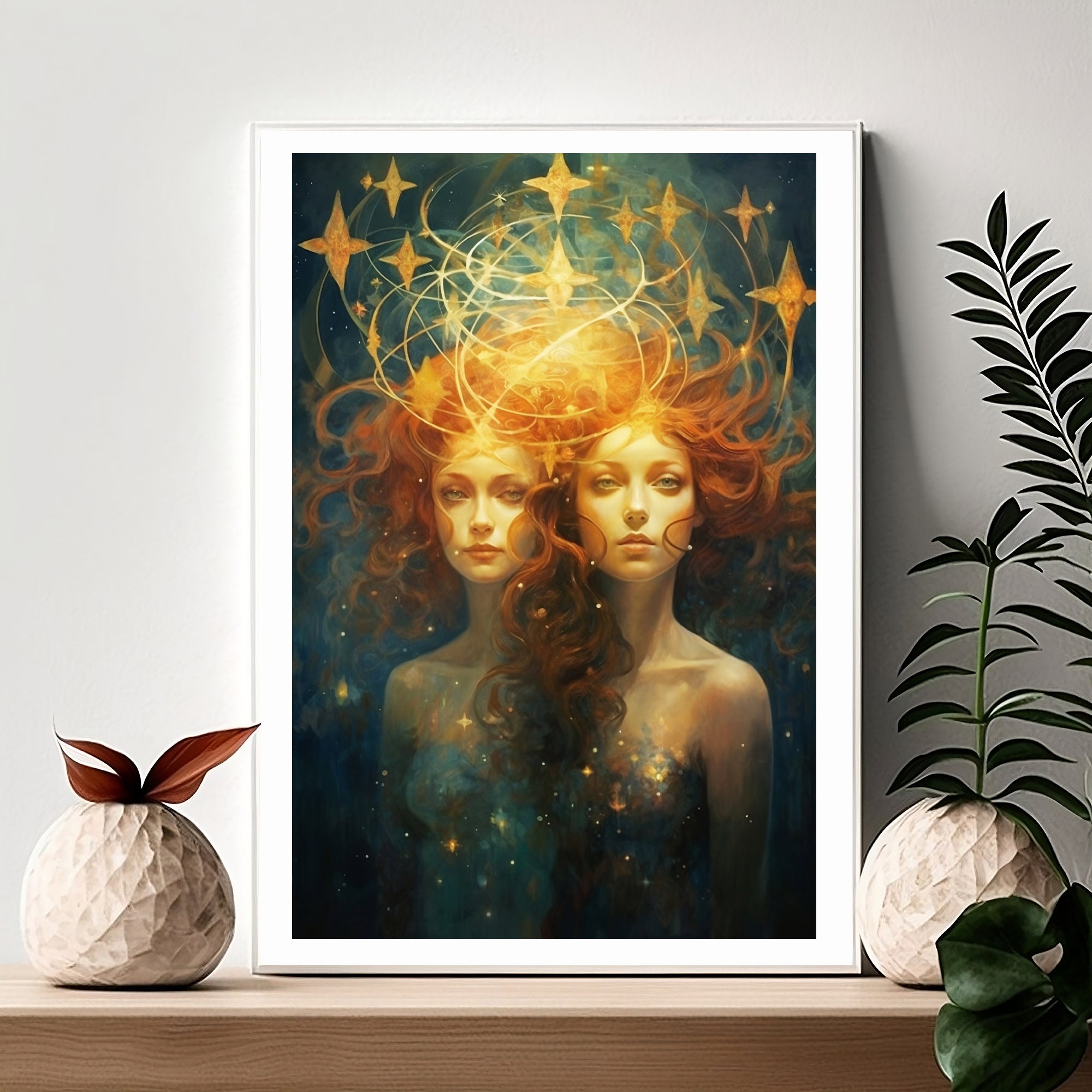 The Twins Gemini Star Sign Art Print Digital Print Instant Download ...