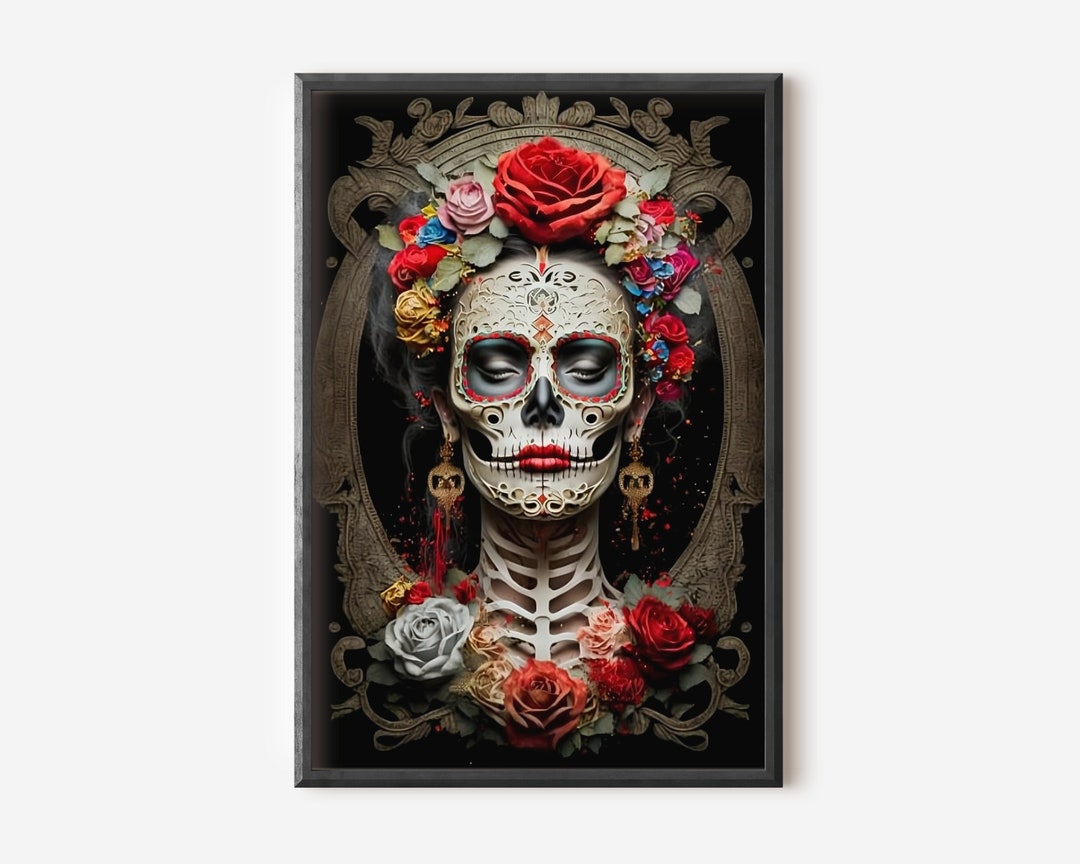 Frida Kahlo Day of the Dead Art Print Mexican Artist Women Empowerment ...