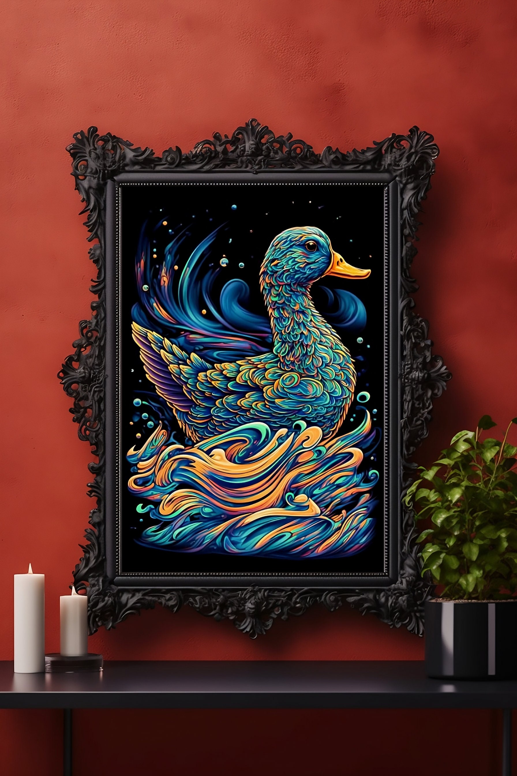 Psychedelic Duck Art Print Trippy Wall Art Psychedelic Art Home Decor ...