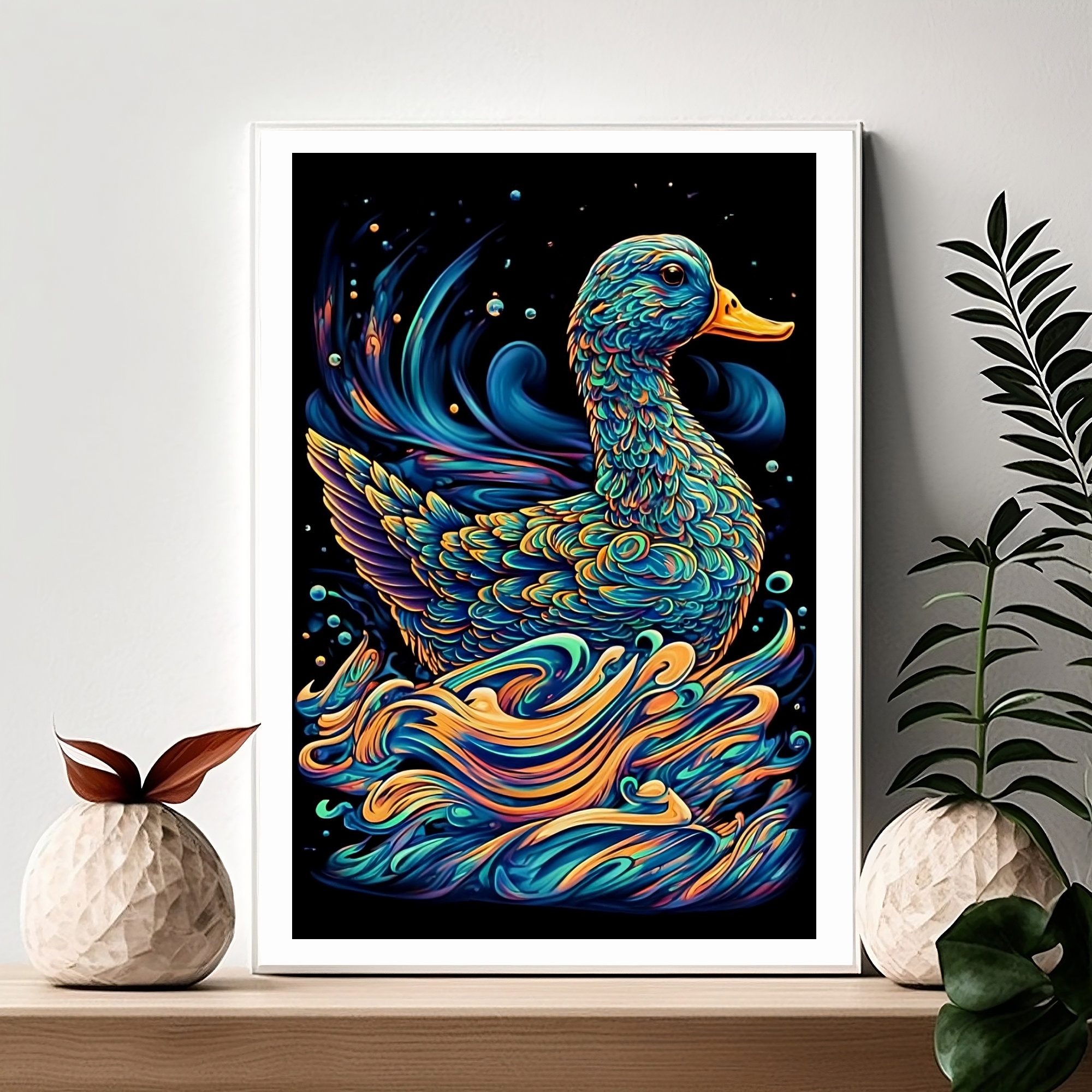 Psychedelic Duck Art Print Trippy Wall Art Psychedelic Art Home Decor ...