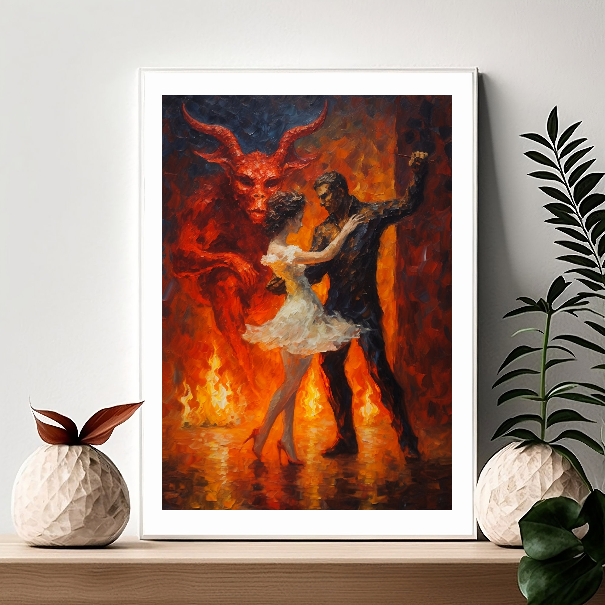 Dance With the Devil Oil Painting Art Print Dark Art Demon Wall Art ...