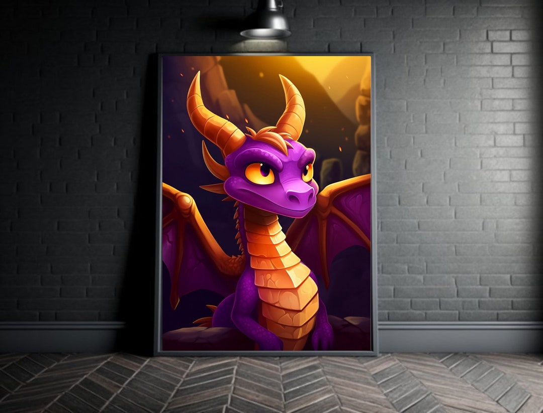 Cute Purple Dragon Art Print digital Print Instant Download - Etsy