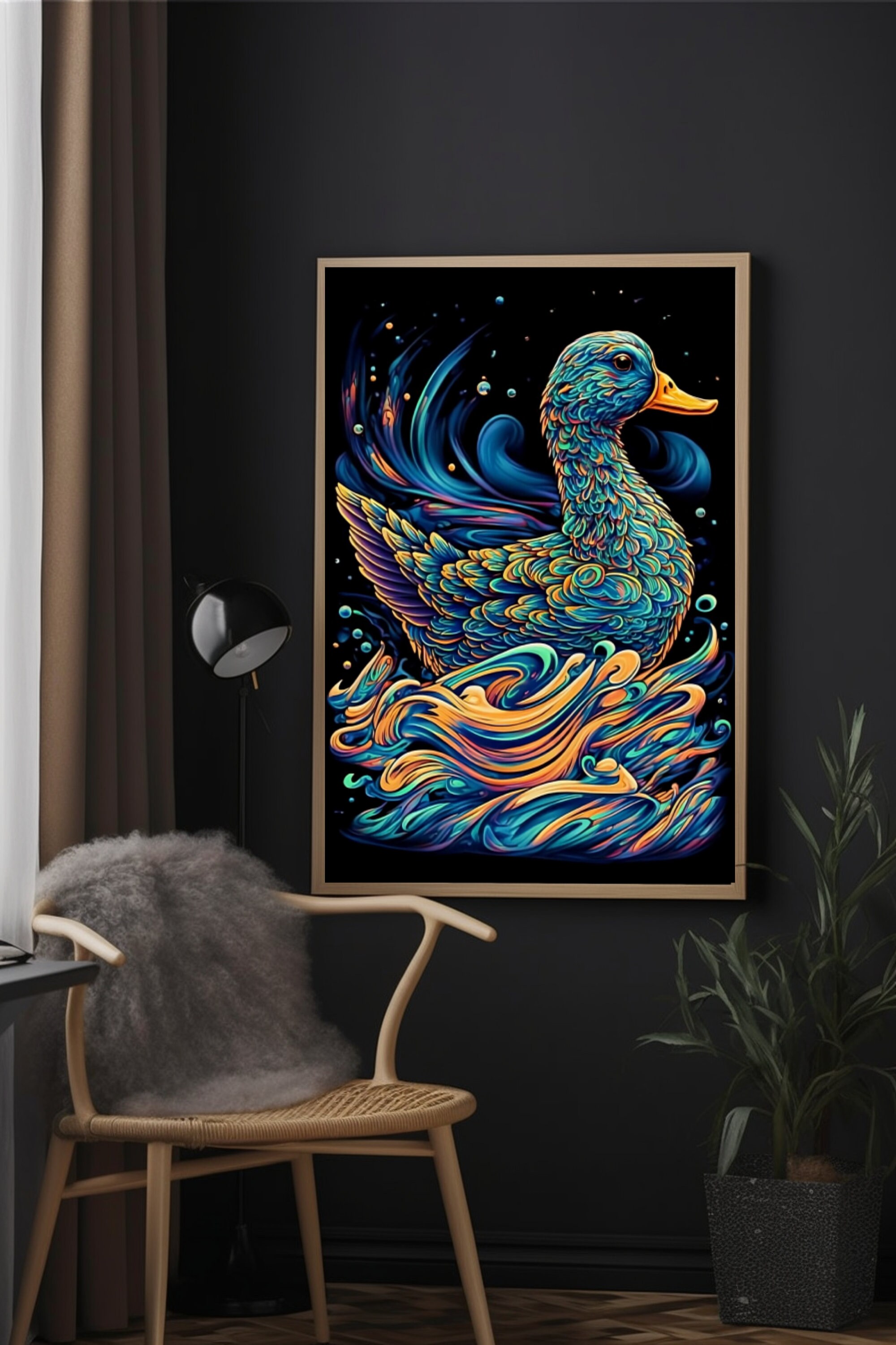 Psychedelic Duck Art Print Trippy Wall Art Psychedelic Art Home Decor ...
