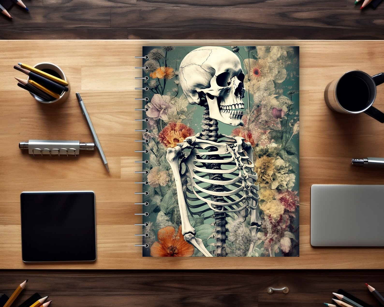Spiral Notebook Skeleton Bloom Art Print Journal Artwork Cover - Etsy