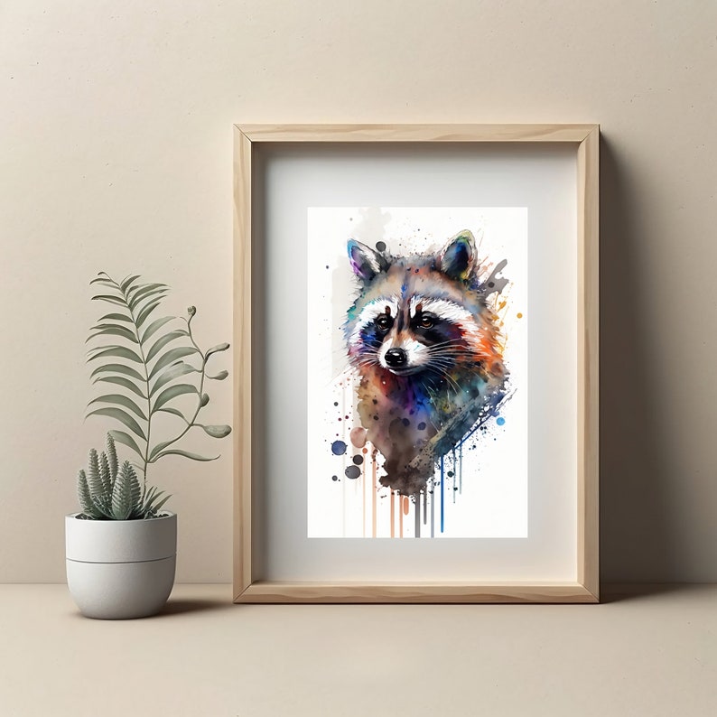 Watercolor Raccoon Painting Art Print Woodland Animals Wall Art Nursery ...