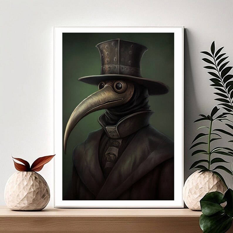 Plague Doctor Oil Painting Art Print Halloween Steampunk Goth Art ...