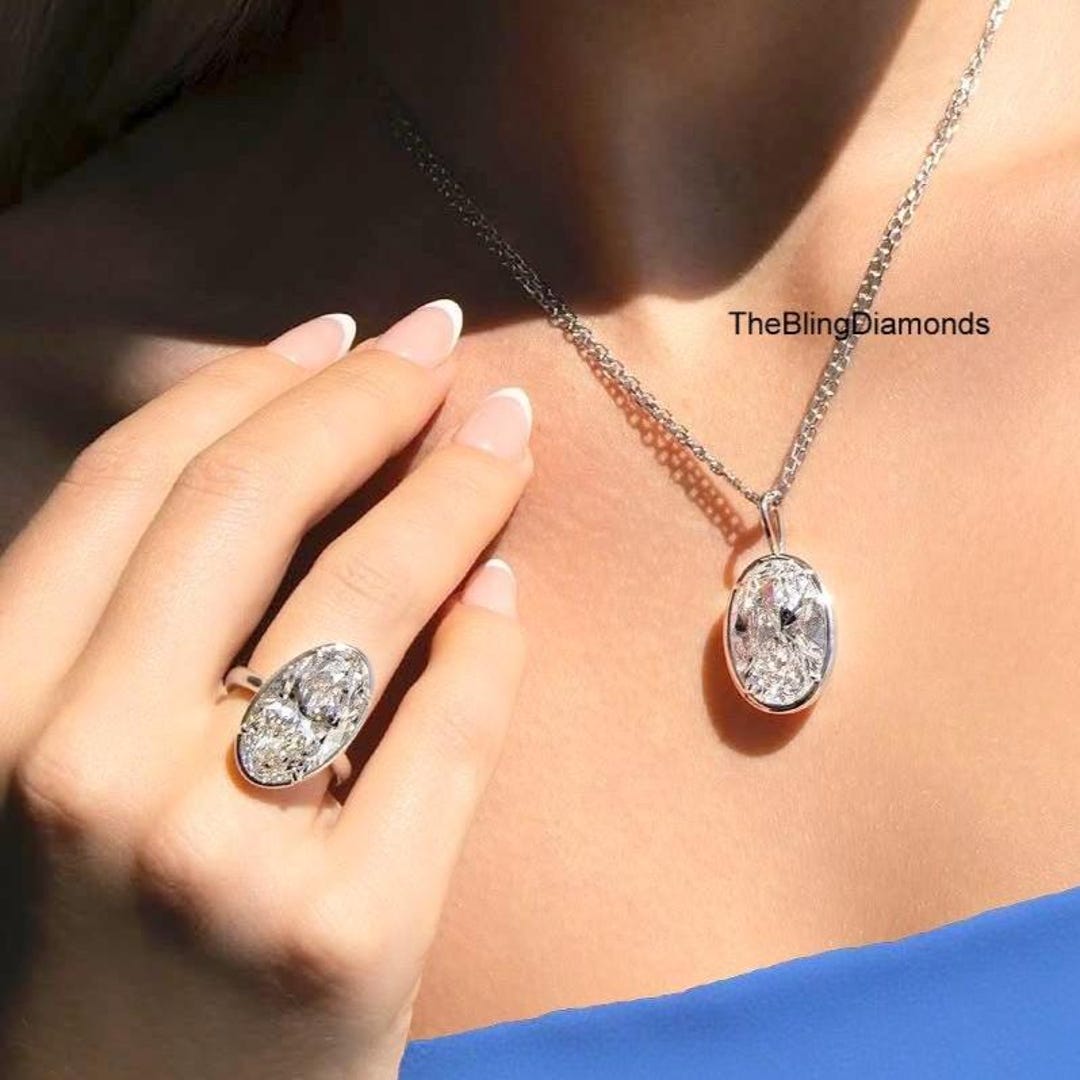 14x9 MM Oval Cut Moissanite Bezel With Prong Set Engagement Ring ...