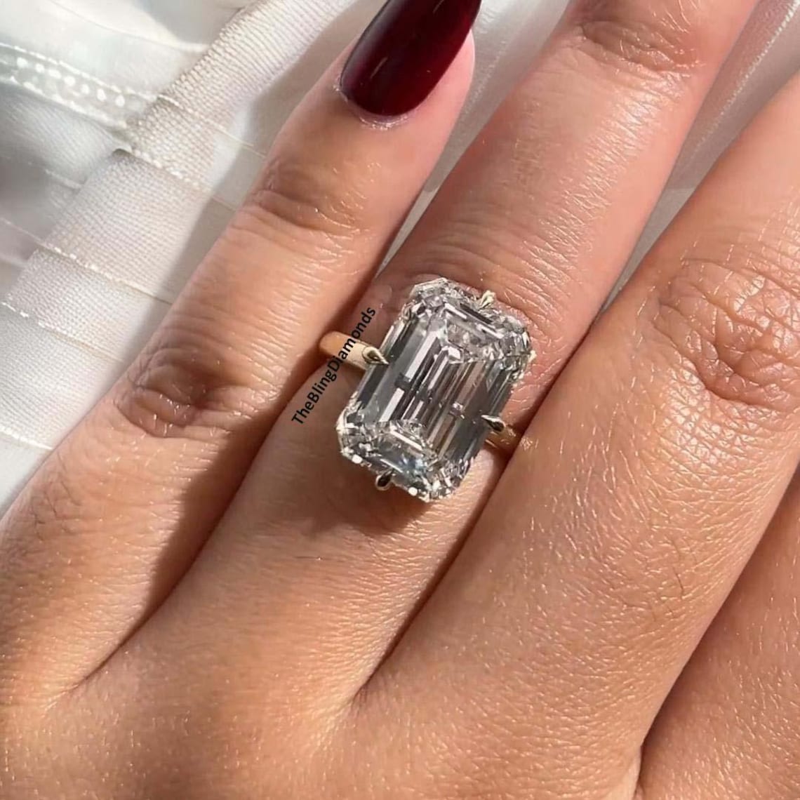 10k Yellow Gold Wedding Ring, Compass Prong Set Solitaire Diamond Ring ...