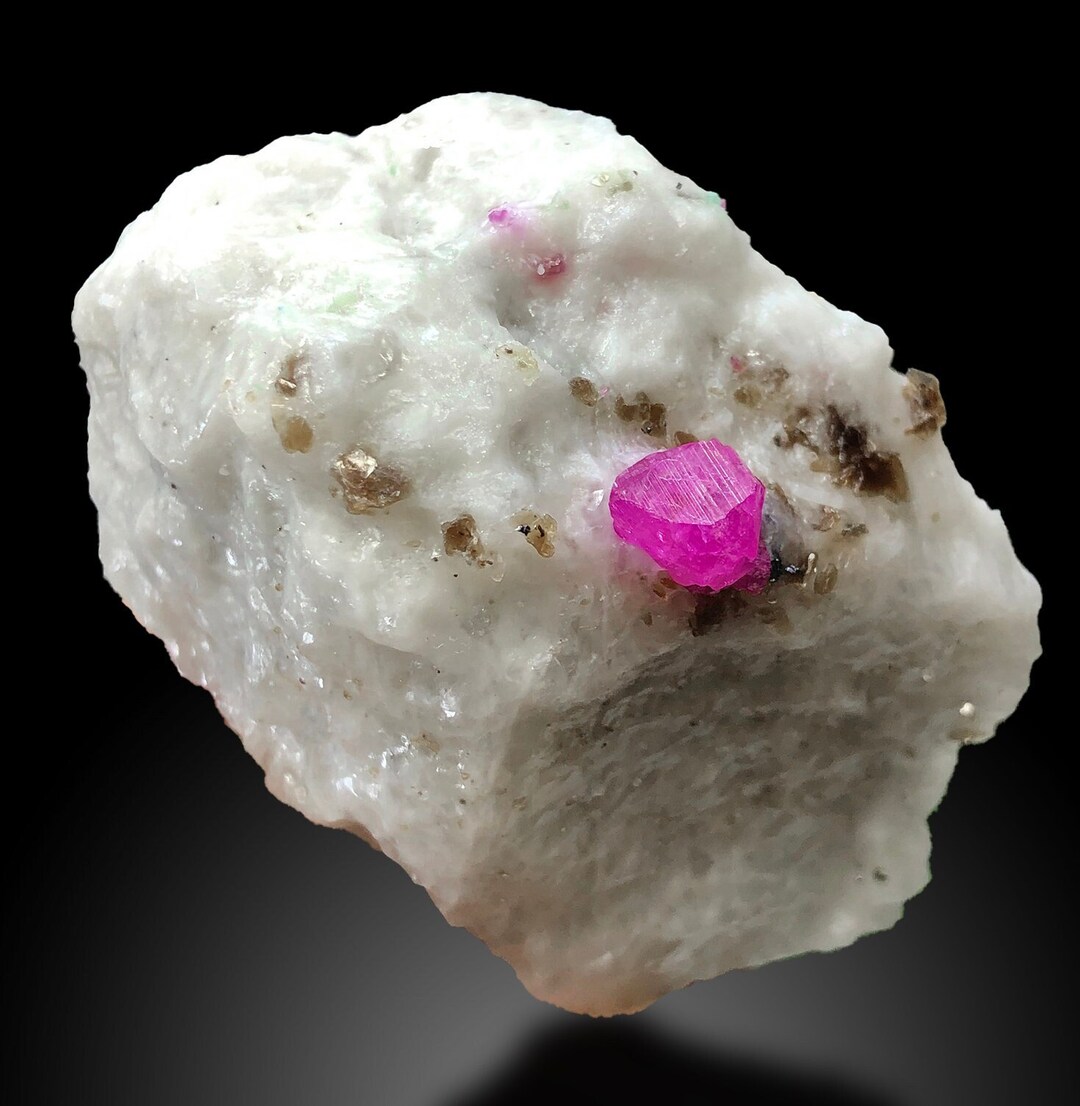 Transparent Ruby Beryl Corundum Crystal With White Matrix From Afg ...