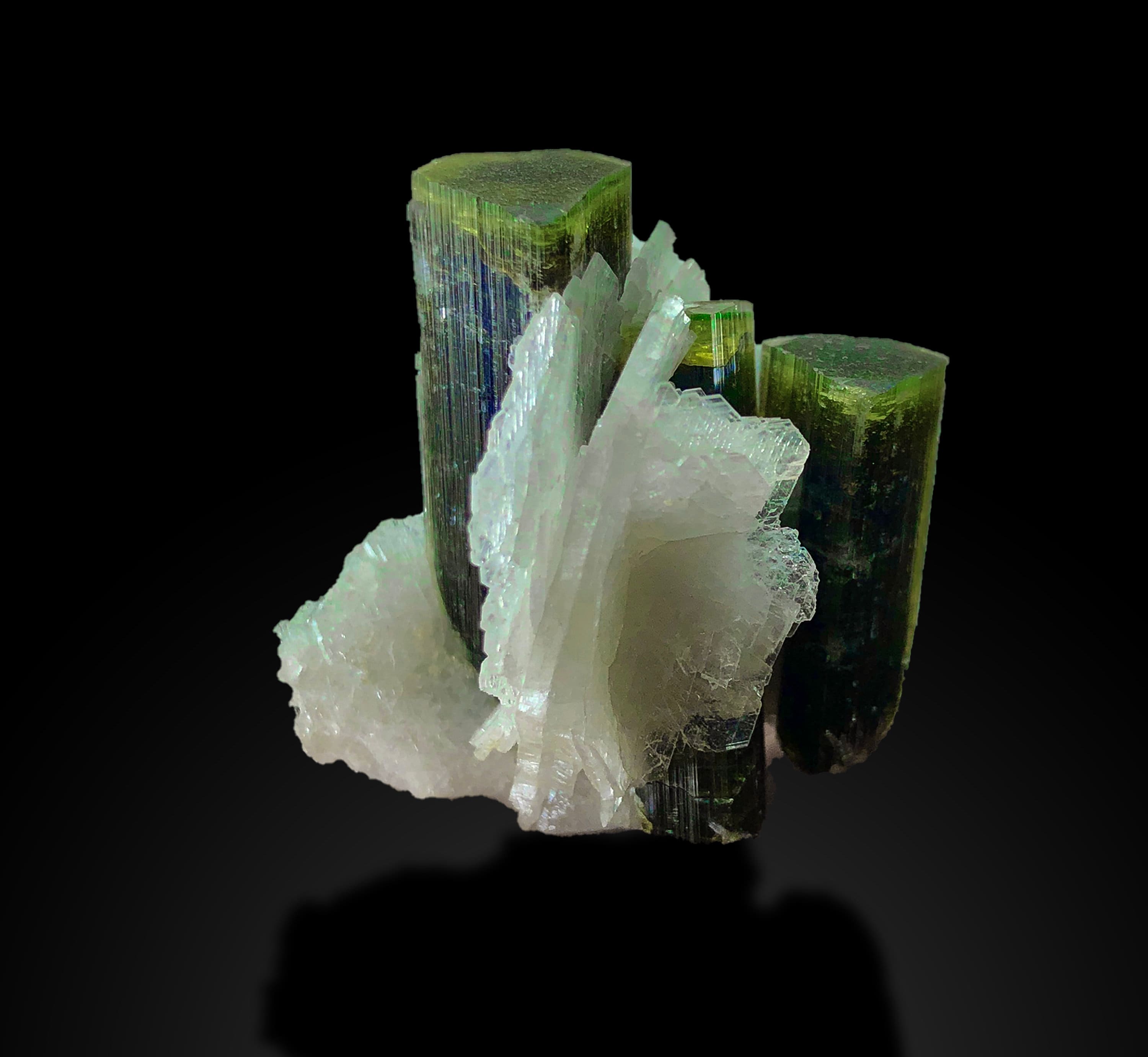 Natural Green Cap Tourmaline With Cleavelandite Albite, Tourmaline ...