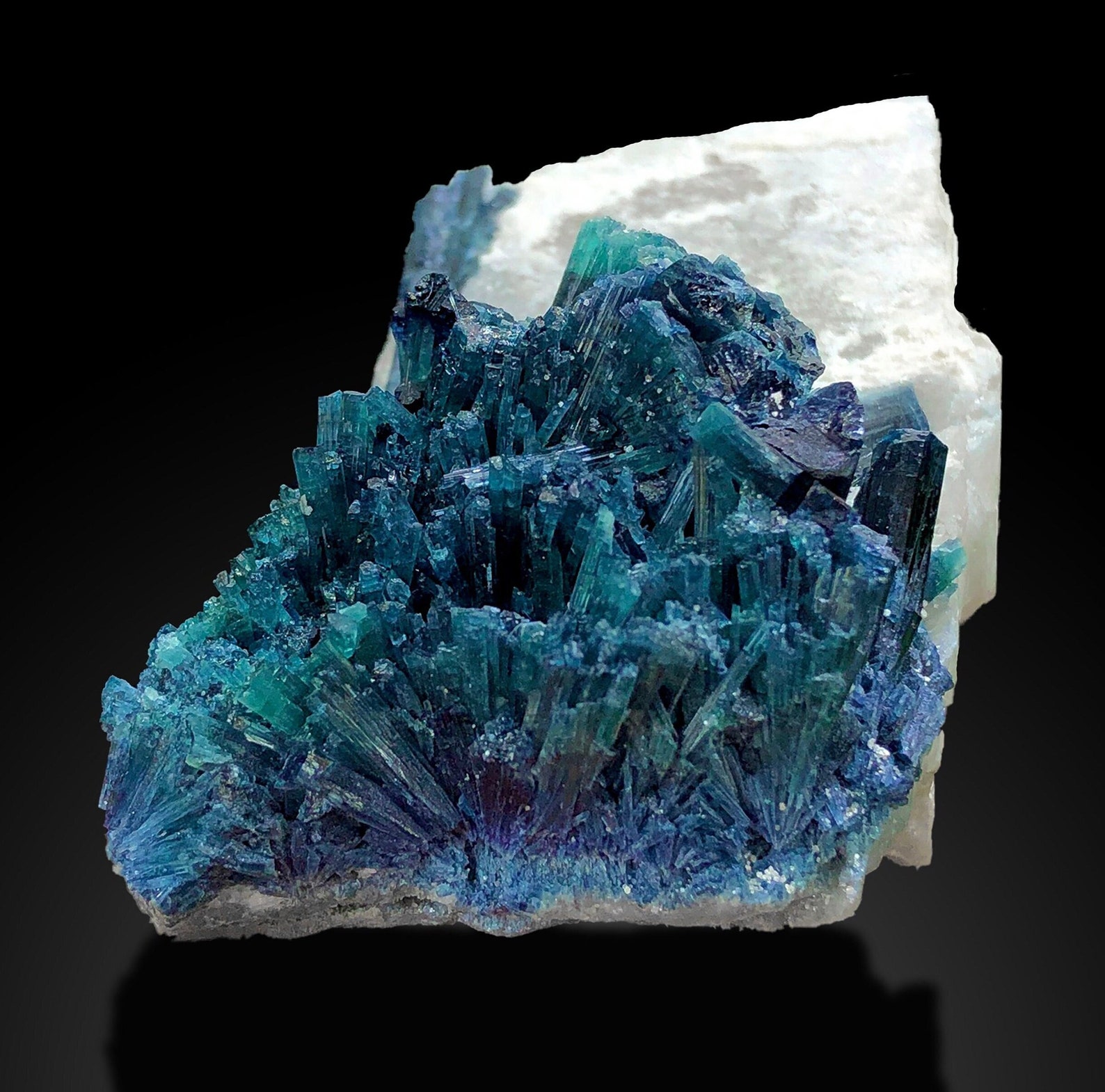 Natural Indicolite Color Tourmaline Crystals Cluster W/ Matrix Specimen ...