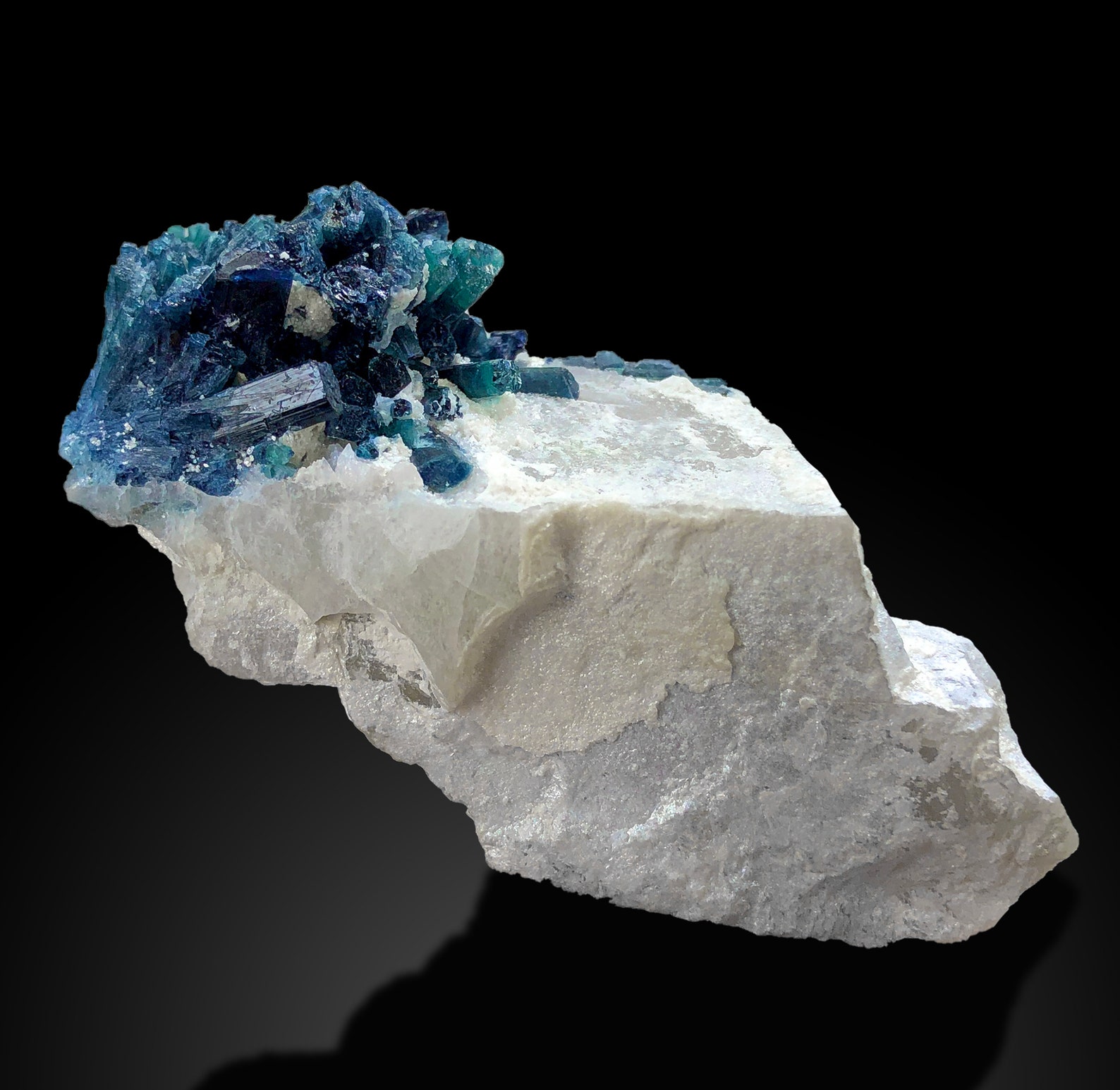 Natural Indicolite Color Tourmaline Crystals Cluster W/ Matrix Specimen ...