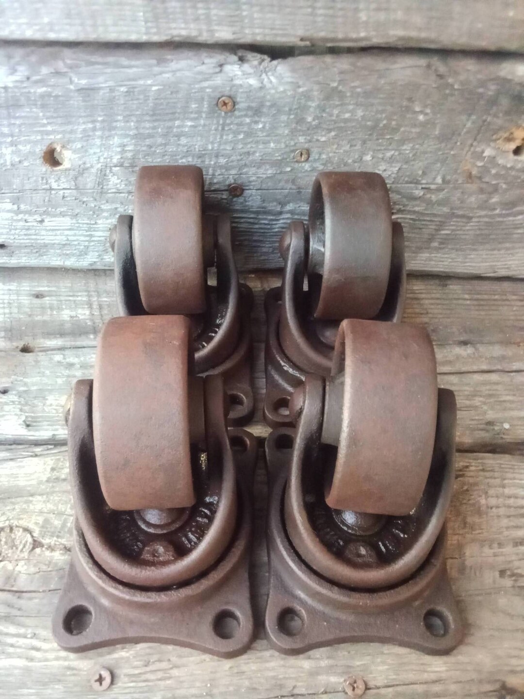 Antique Cast Iron Industrial Rollers Casters Factory Industry ...