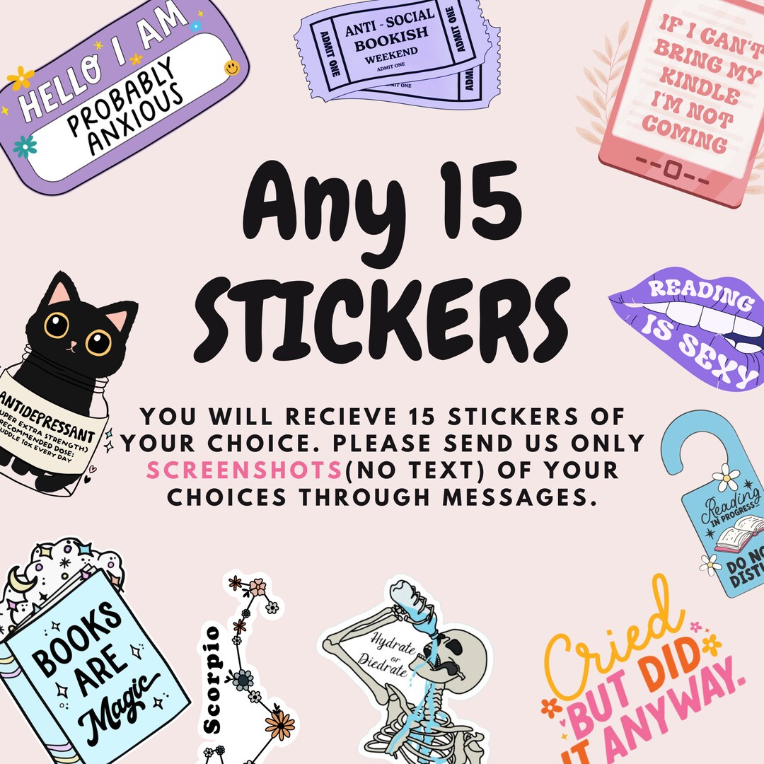 Any 15 Stickers of Your Choice Bookish Sticker Books - Etsy
