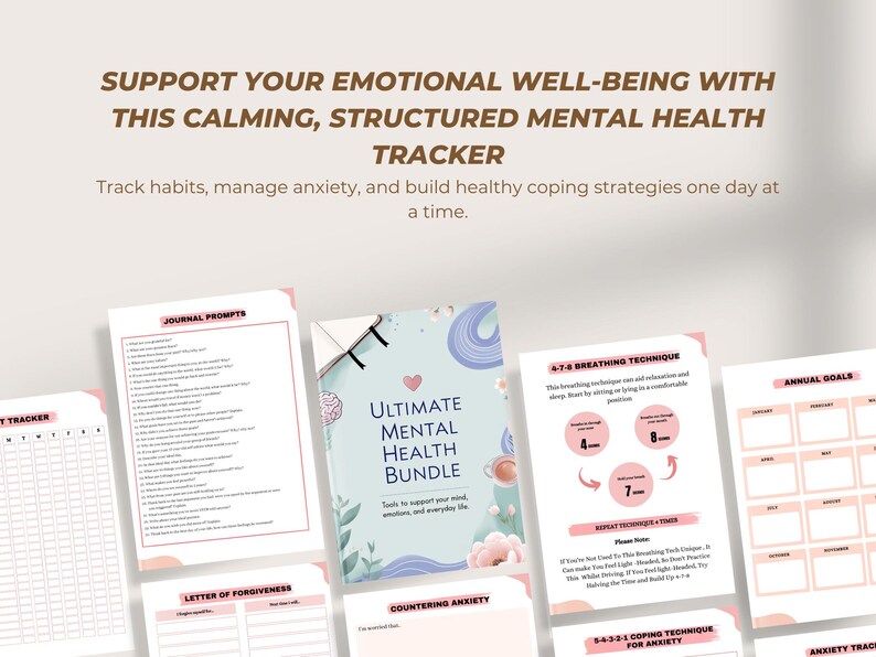 Digital Mental Health Planner Bundle: Self Care & Therapy (PDF Download ...