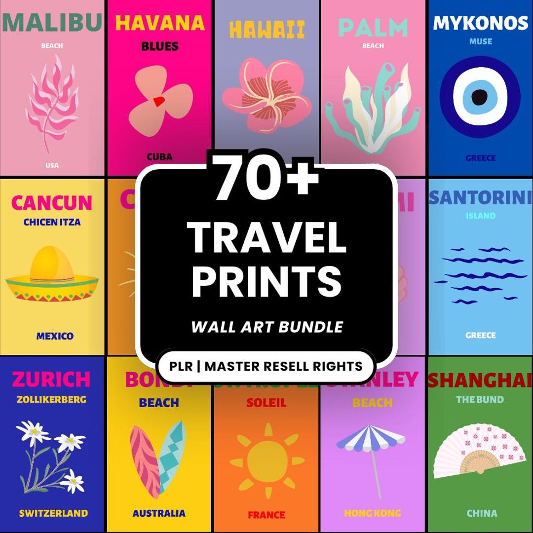 70+ Retro Travel Prints: City Destination Wall Art (digital Download ...