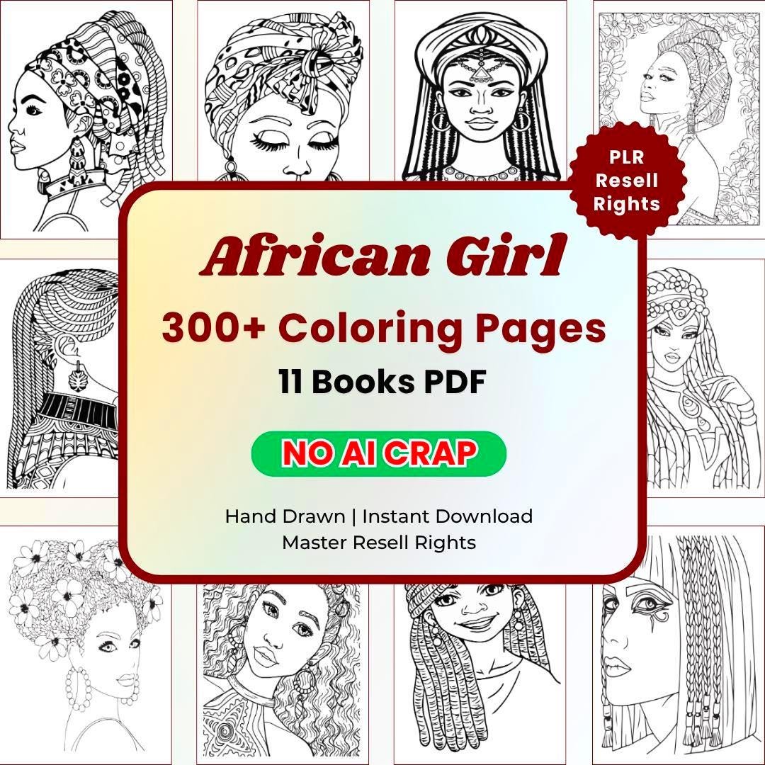 African Girl Coloring Pages Bundle: Easy Activity Book (PDF Download ...