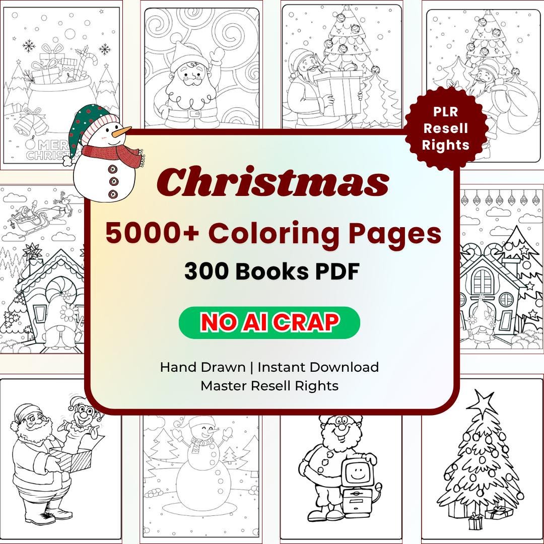 Christmas Coloring & Activity Pages Bundle: 5000+ Hand-drawn Designs ...